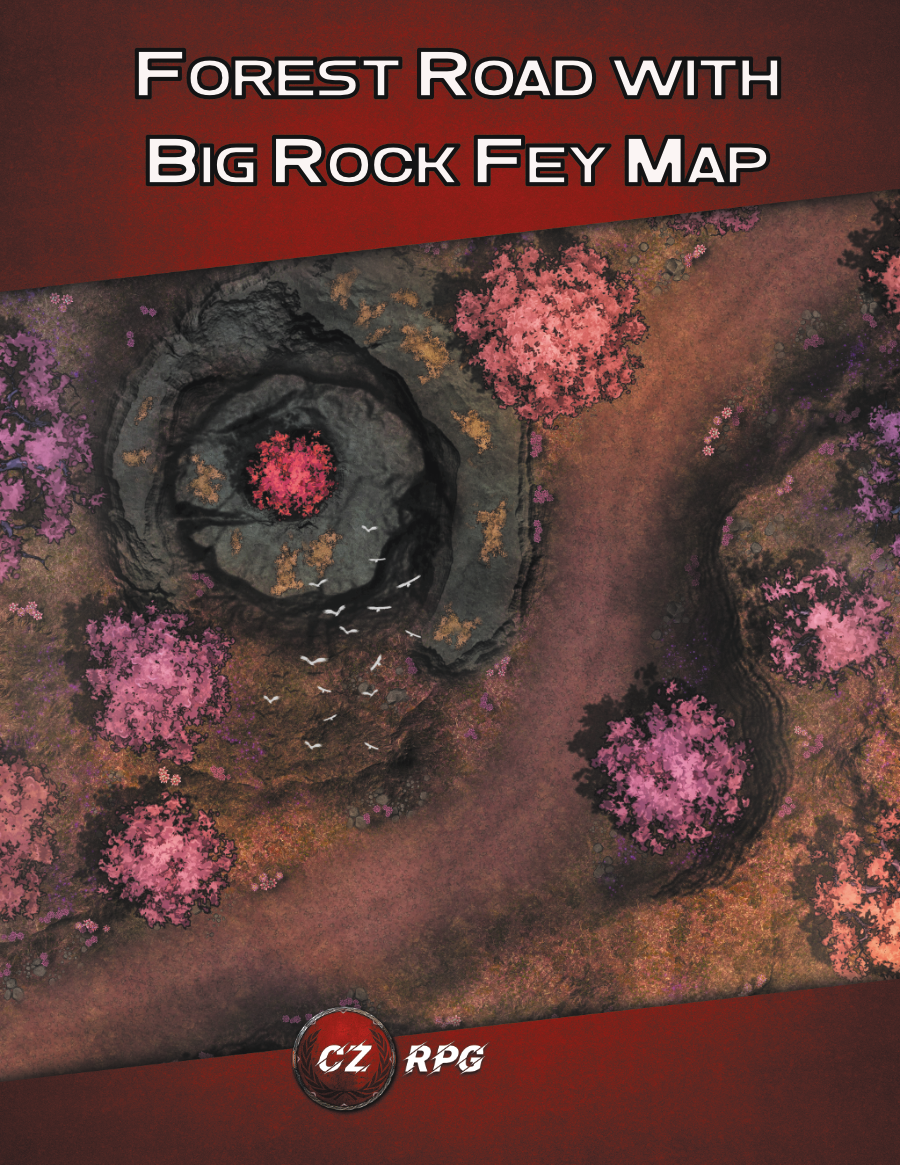 Forest Road with Big Rock - Fey Map - CZRPG | Battlemaps | DriveThruRPG