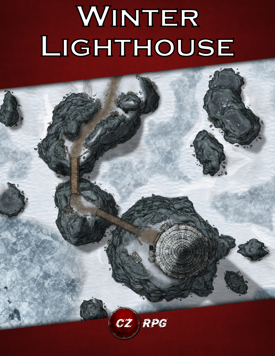 Winter Lighthouse Map - CZRPG | Bearworks Maps | Battlemaps | DriveThruRPG