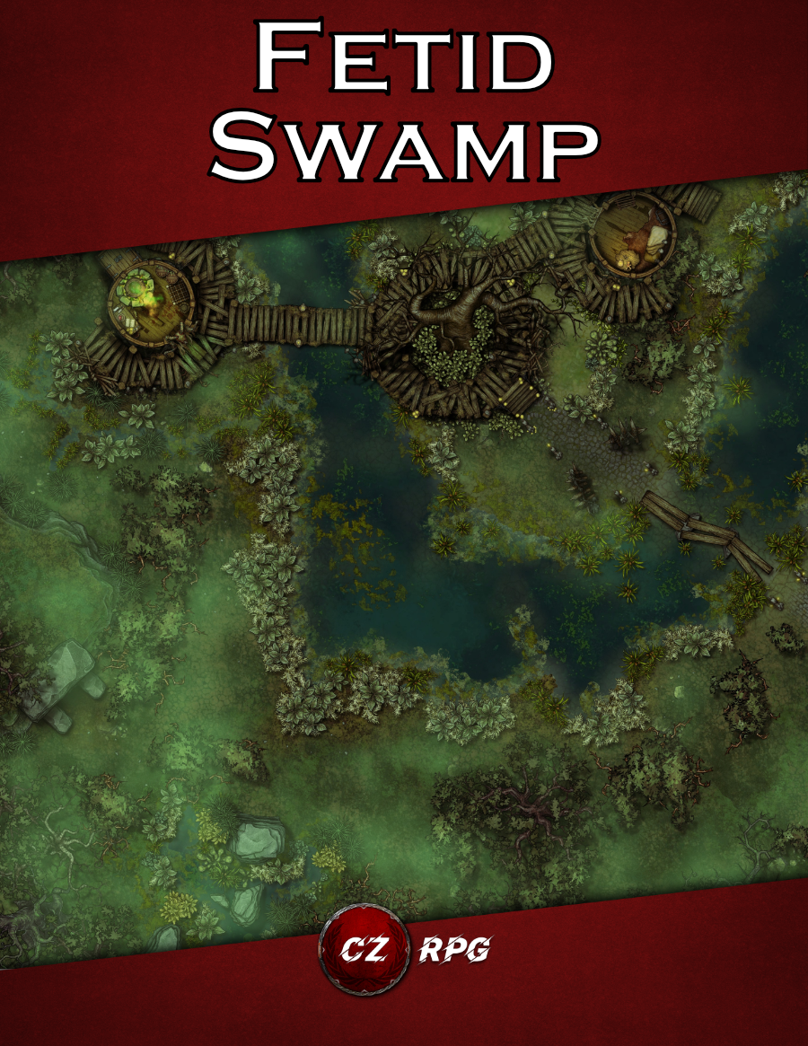Fetid Swamp Map - CZRPG | Bearworks Maps | Battlemaps | DriveThruRPG