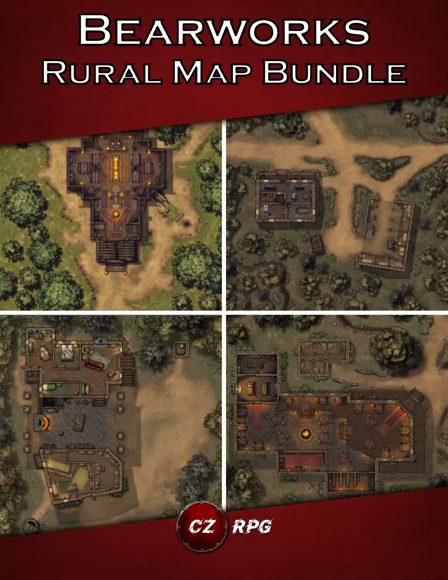 Bearworks Rural Maps [BUNDLE] - CZRPG | Bearworks Maps | Battlemaps | DriveThruRPG