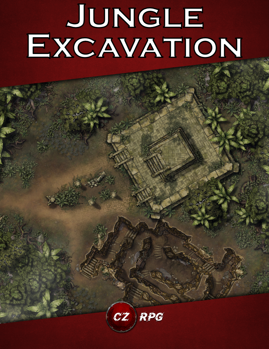 Jungle Excavation Map - CZRPG | Bearworks Maps | Battlemaps | DriveThruRPG