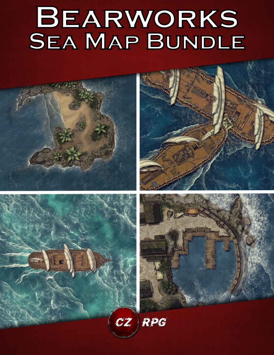 Bearworks Sea Map [BUNDLE] - CZRPG | Bearworks Maps | Battlemaps | DriveThruRPG