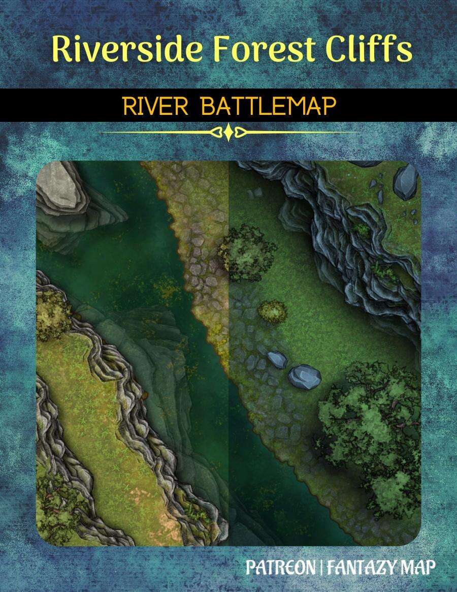 Riverside Forest Cliffs - Forest Battlemap - Fantazymap | DriveThruRPG