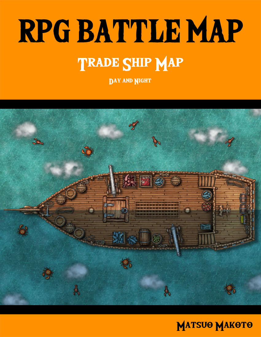 Fantasy RPG Battle Map - Trade Ship Battle Map Day and Night - Top Down ...