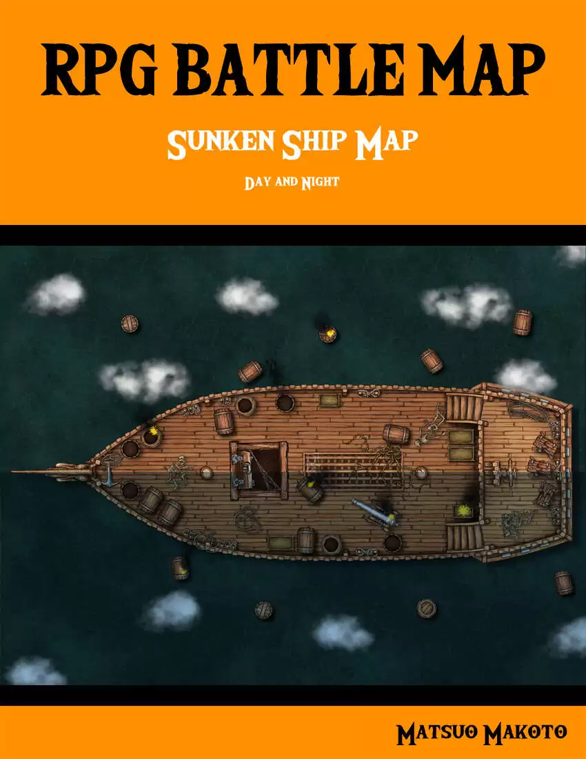 Fantasy RPG Battle Map - Sunken Ship Battle Map Day and Night - Top ...