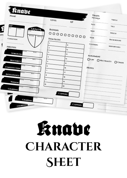 Knave Character Sheet - Lazarus | DriveThruRPG