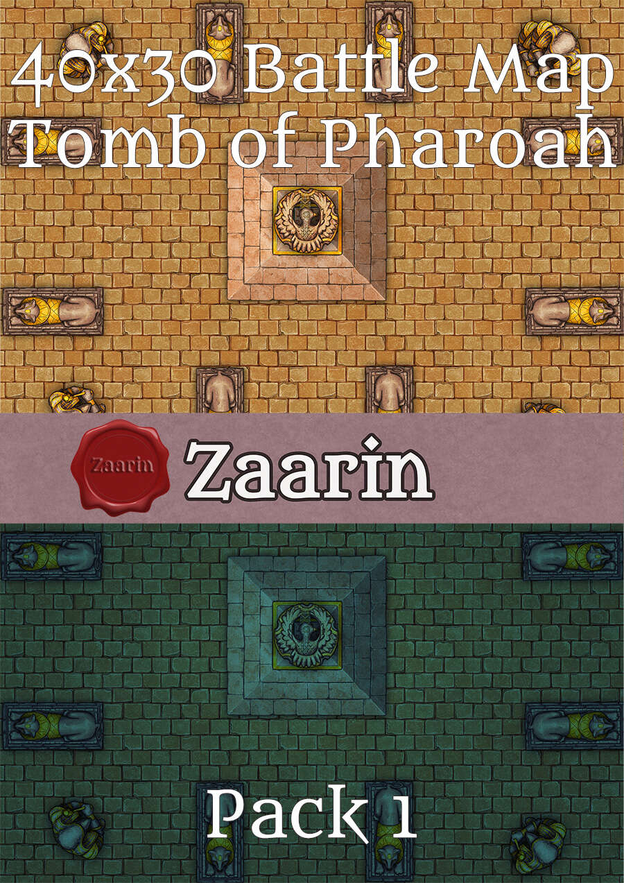 40x30 Fantasy Battle Map - Tomb of Pharoah Pack 1 - Zaarin | DriveThruRPG