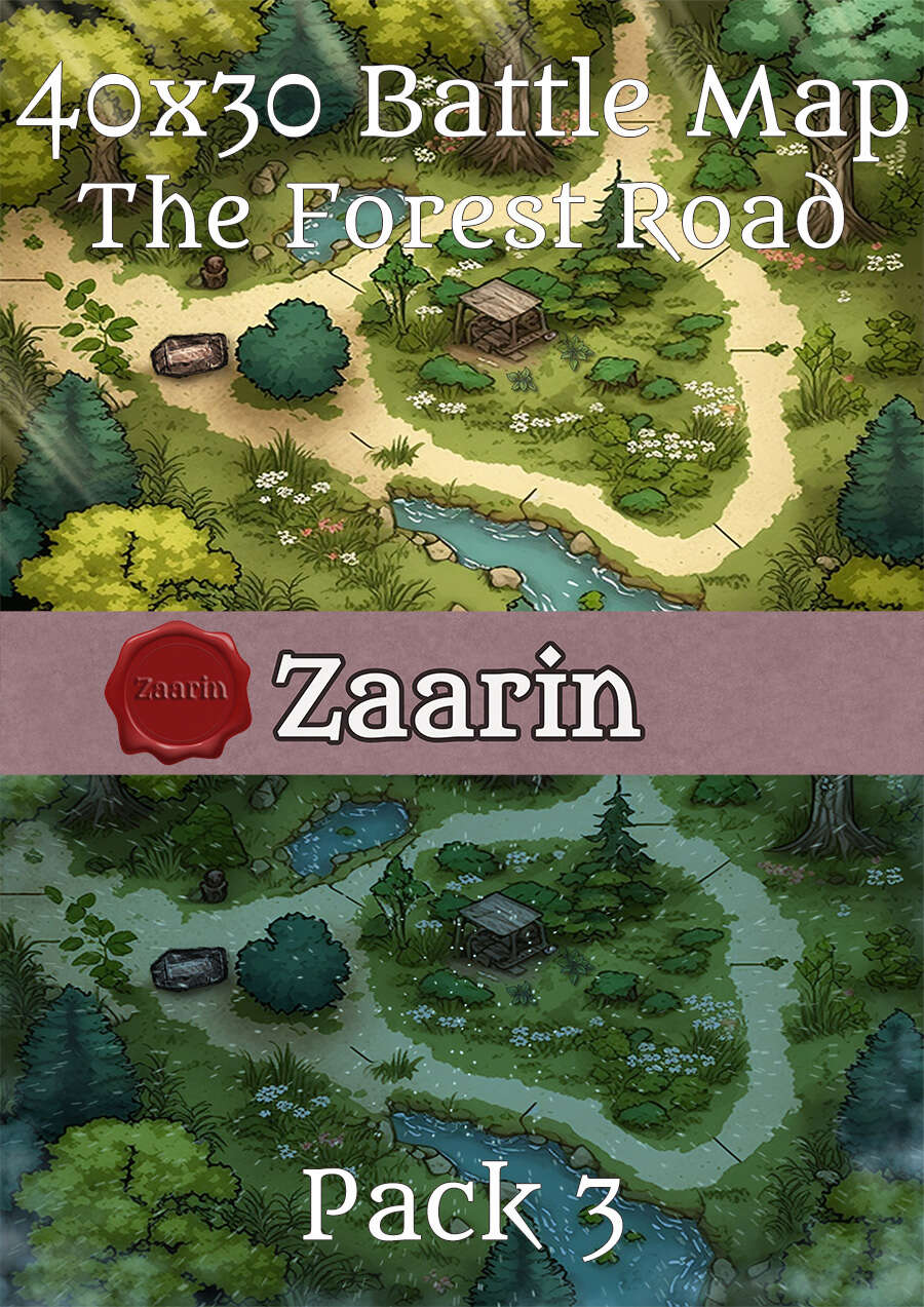 40x30 Fantasy Battle Map - The Forest Road Pack 3 - Zaarin | DriveThruRPG