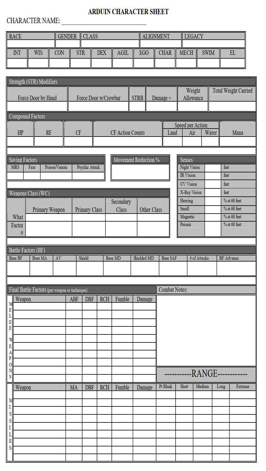 Compleat Arduin Character Sheet - Emperors Choice Games & Miniatures C ...
