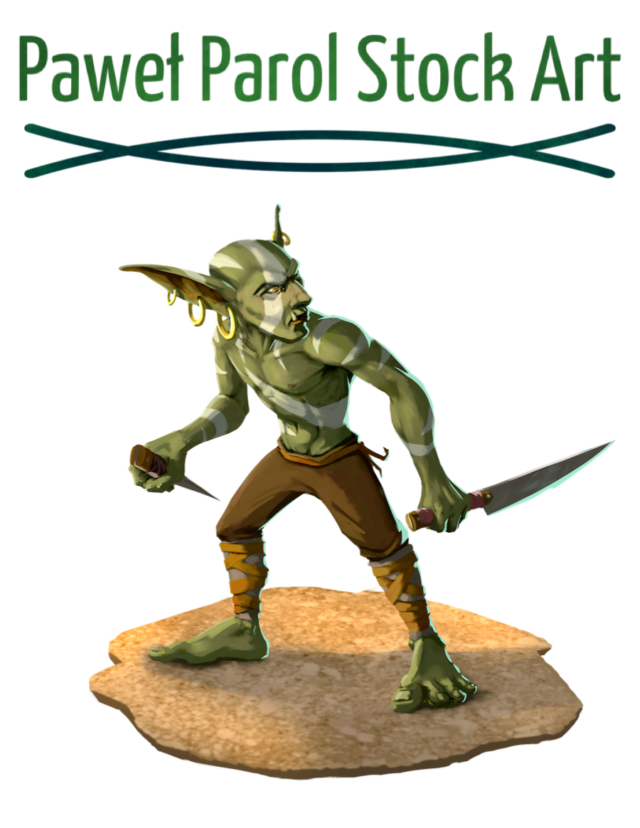 Goblin with Daggers - RPG Stock Art - Paweł Parol Stock Art | DriveThruRPG