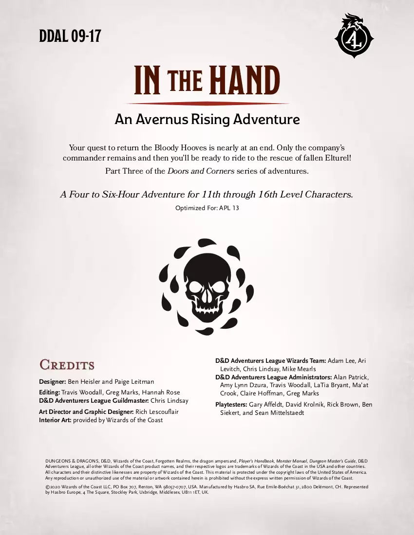 DDAL09-17 In the Hand - D&D Adventurers League | Dungeon Masters Guild ...