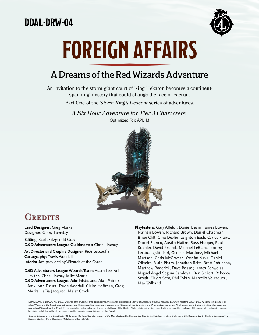 DDAL-DRW-04 Foreign Affairs - D&D Adventurers League | Dungeon Masters ...