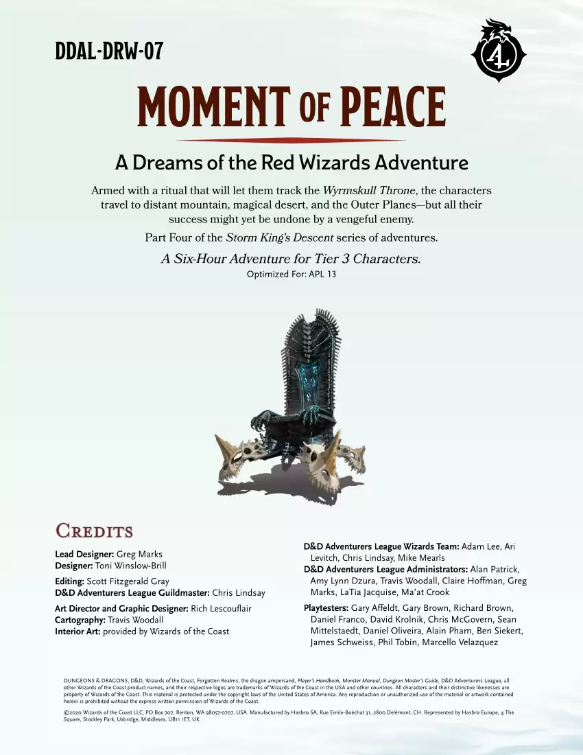 DDAL-DRW-07 Moment of Peace - D&D Adventurers League | Dungeon Masters ...