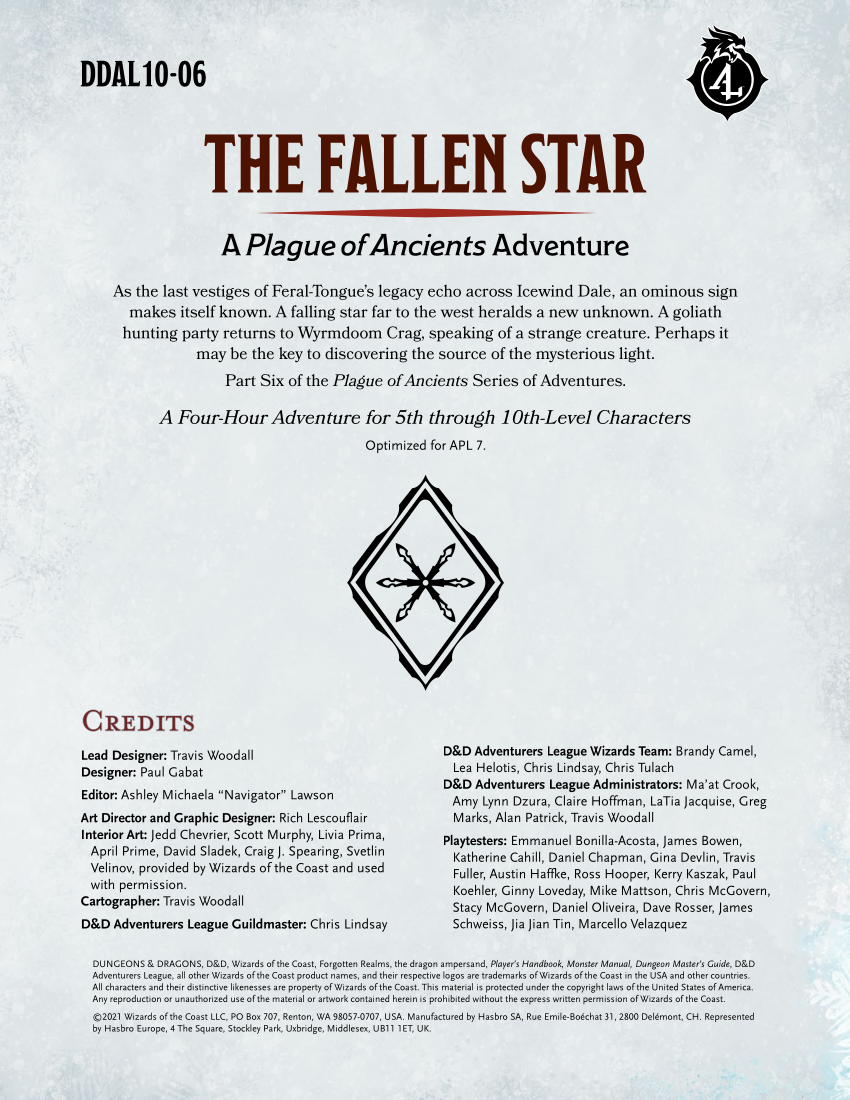 DDAL10-06 The Fallen Star - D&D Adventurers League | Dungeon Masters ...