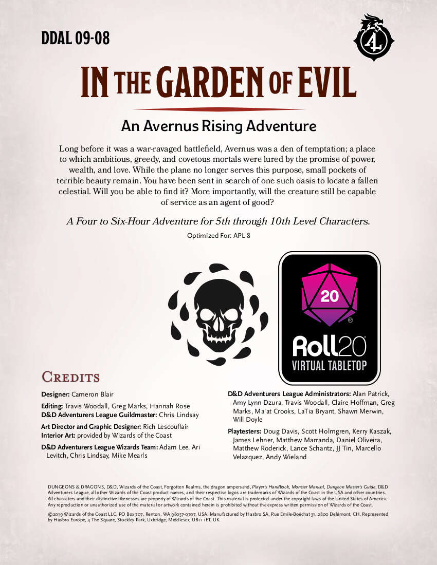 DDAL09-08 In the Garden of Evil | Roll20 - D&D Adventurers League | DriveThruRPG