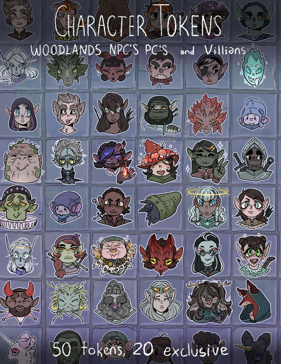 Woodlands NPC's, PC's and Villians Character Tokens - November Rush ...