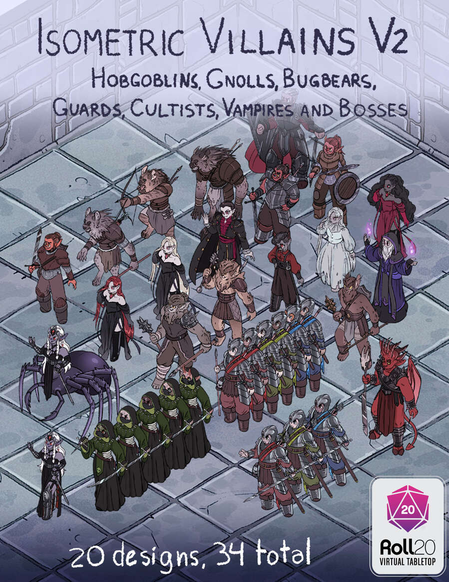 Isometric Humanoid Villains V2 | Roll20 VTT - November Rush | DriveThruRPG