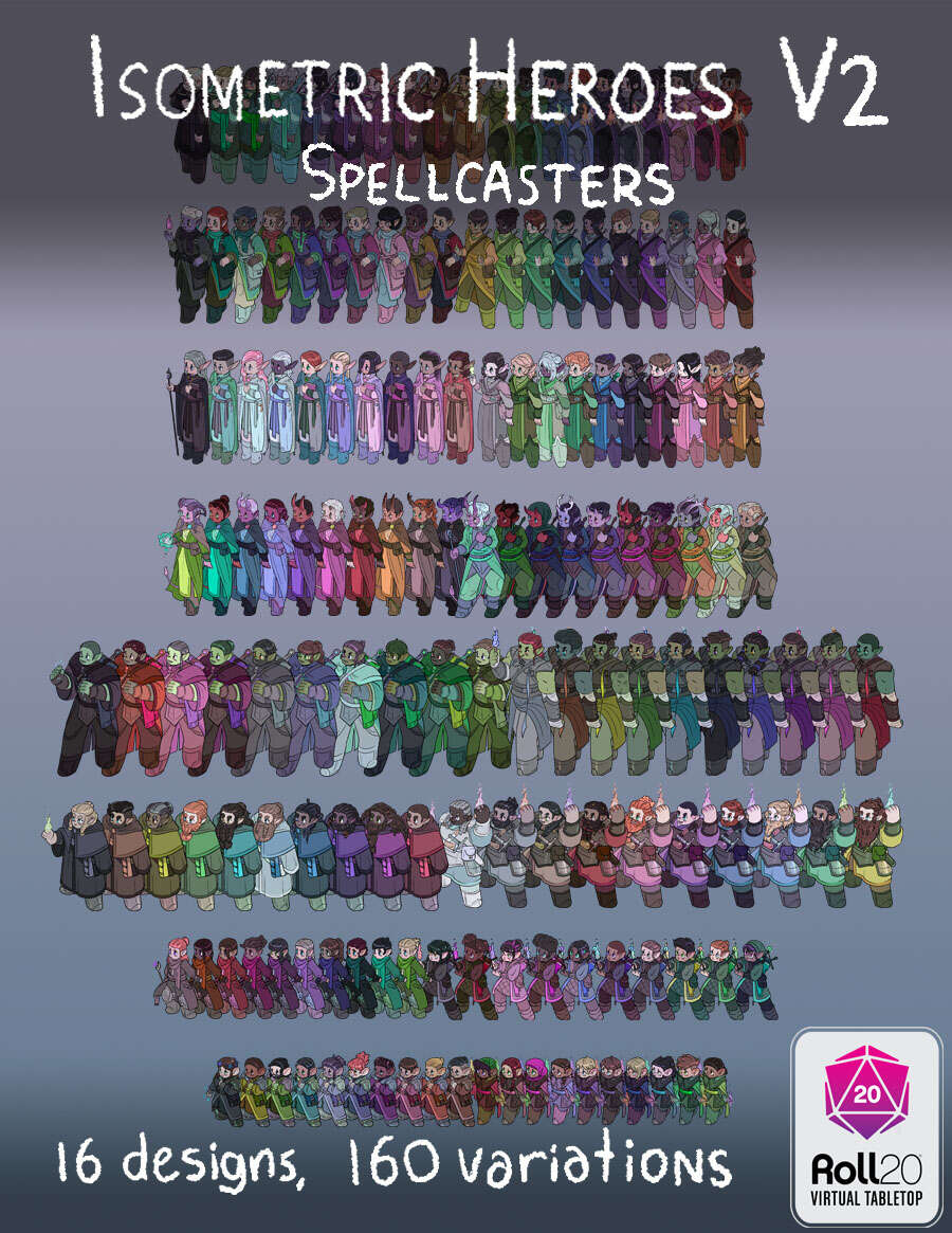 Isometric Heroes Volume 2: Spellcasters | Roll20 VTT - November Rush ...