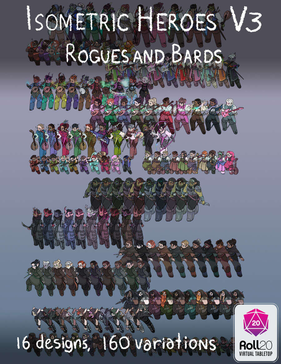 Isometric Heroes Volume 3: Rogues and Bards | Roll20 VTT - November ...