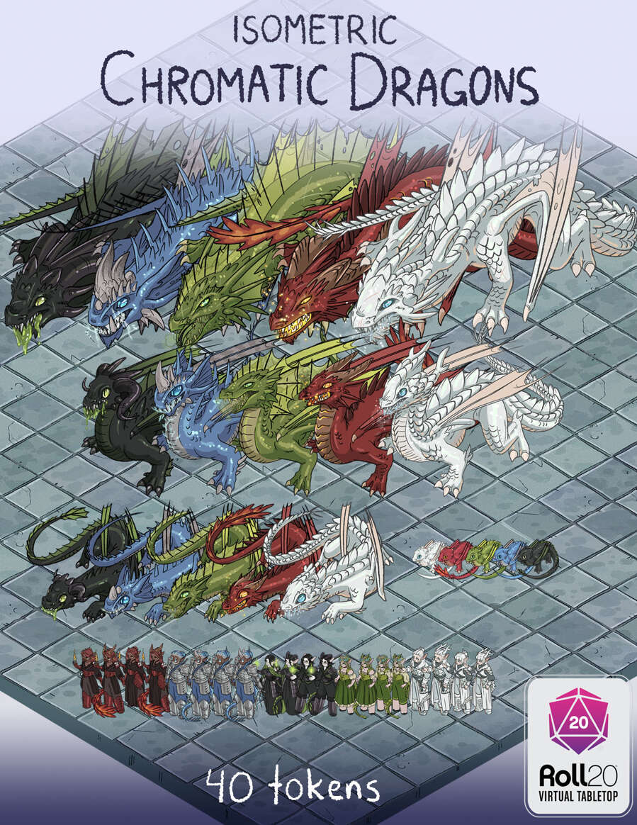 Isometric Dragons - Chromatic | Roll20 VTT - November Rush | DriveThruRPG
