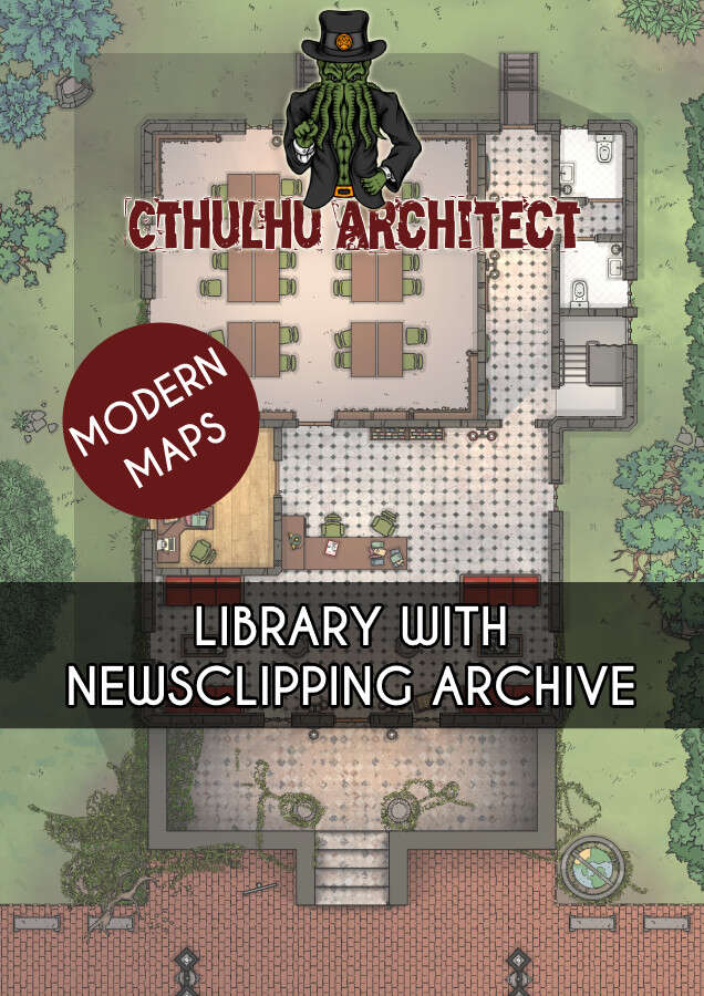 Cthulhu Architect Maps - Library with Newsclipping Archive - 19 x 28 ...