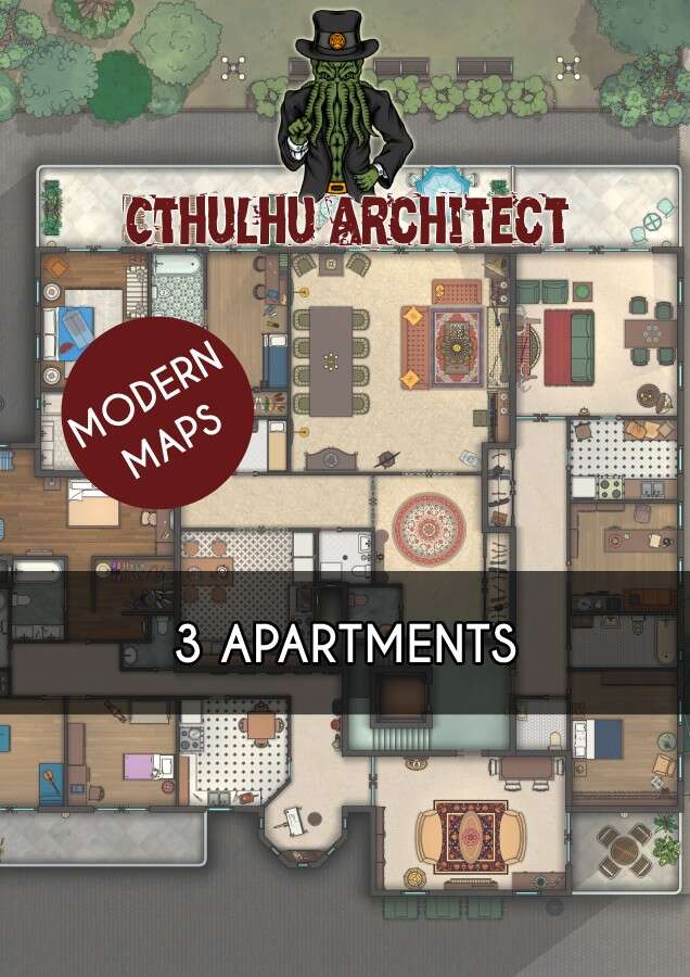 Cthulhu Architect Maps - 3 Apartments – 35 x 35 - Cthulhu Architect ...