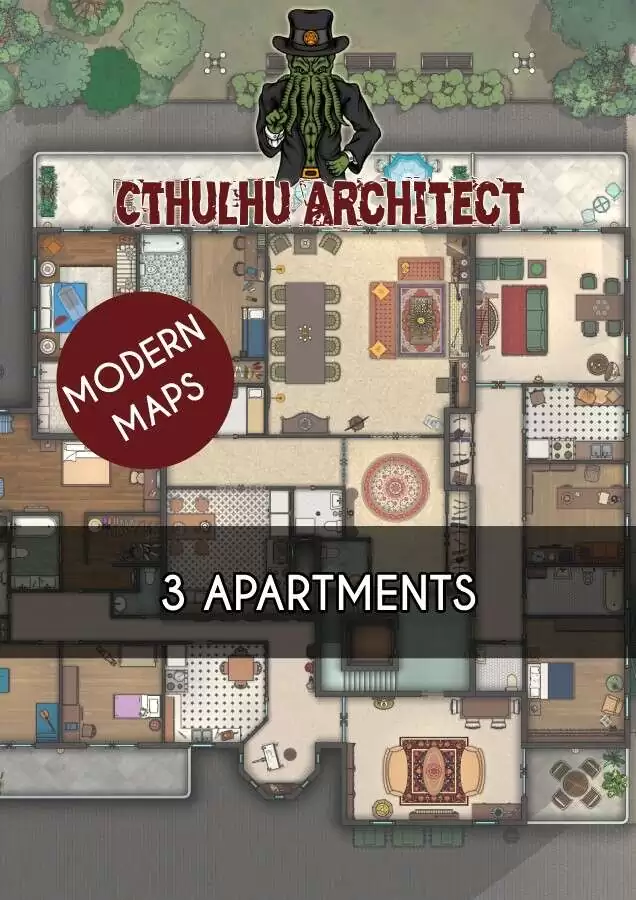 Cthulhu Architect Maps - 3 Apartments – 35 x 35 - Cthulhu Architect ...