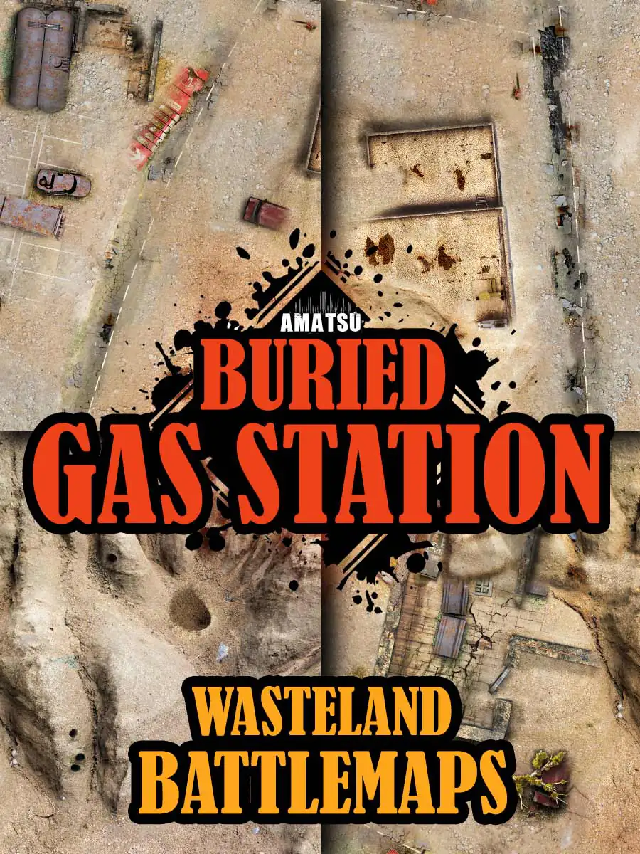 Wasteland post-apoc Gas Station Battlemap ⛽ Fallout desert encounter ...