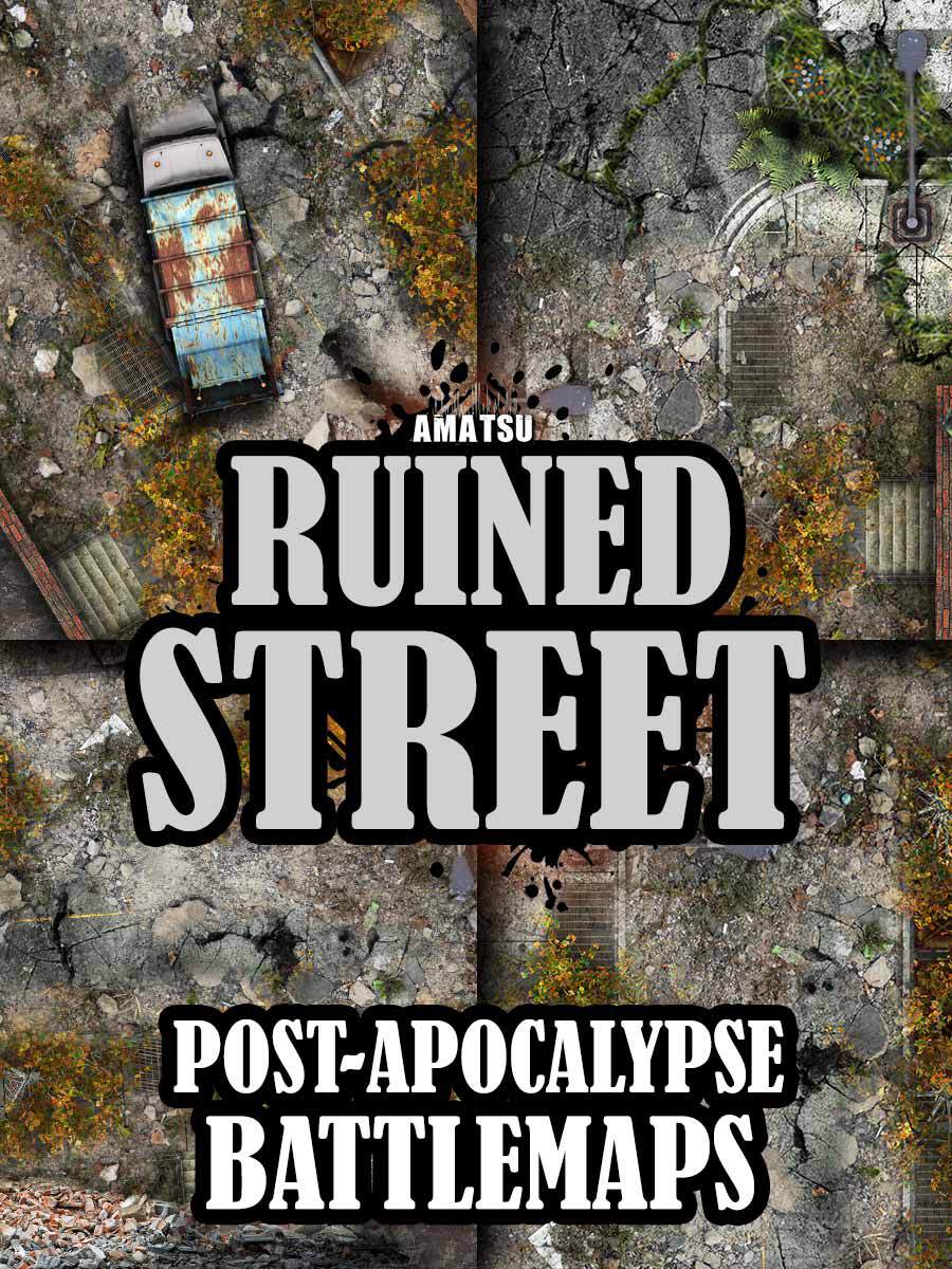 Post apocalyptic battlemap : Ruined Street ☣️ Destroyed city RPG map ...