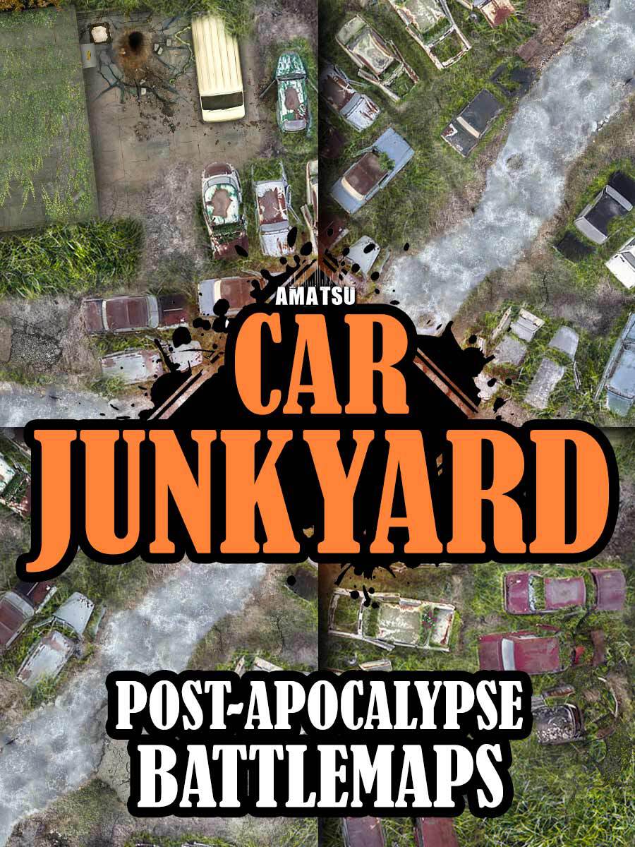 Car Wreck Yard Battle Map Apocalypse ☣️ Car junkyard battlemap - Amatsu ...