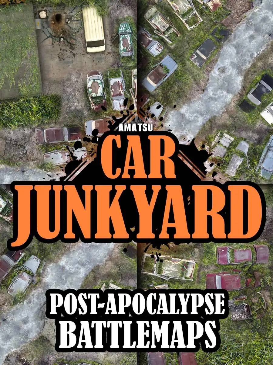 Car Wreck Yard Battle Map Apocalypse ☣️ Car junkyard battlemap - Amatsu ...