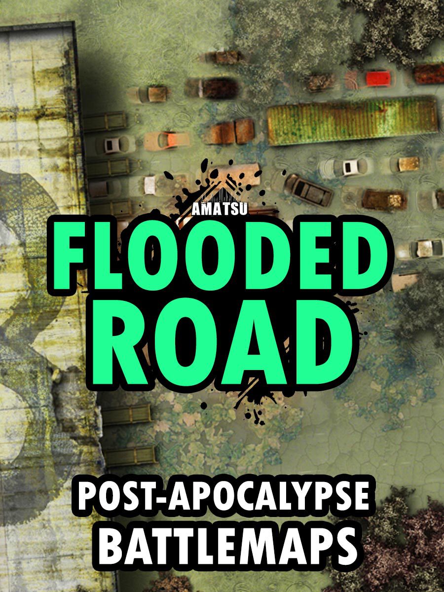Post apo Flooded Road Battlemap ☣️ Overflowing river | Swamped highway ...