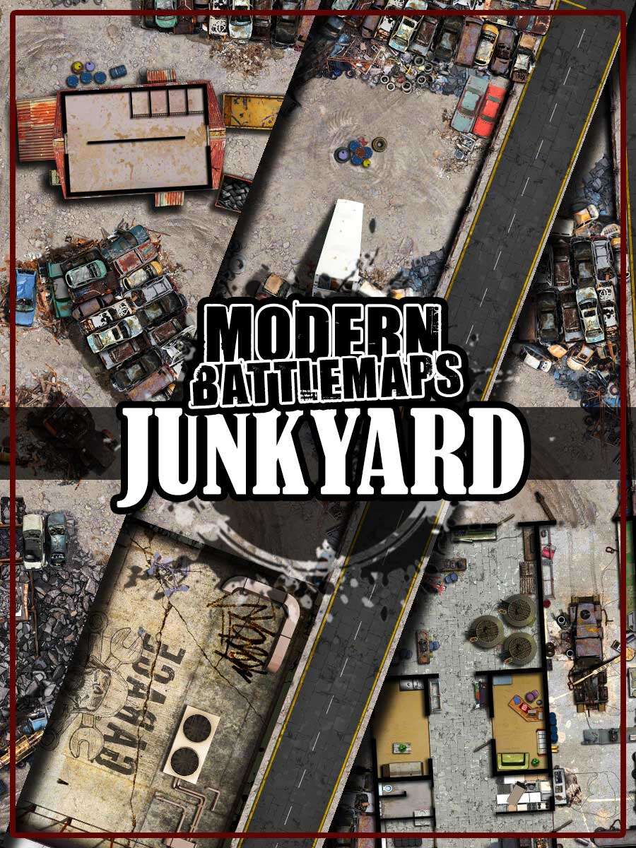 Modern Car Scrapyard Battle map ⛽ junk yard landfill battlemap - Amatsu | city-battlemaps ...