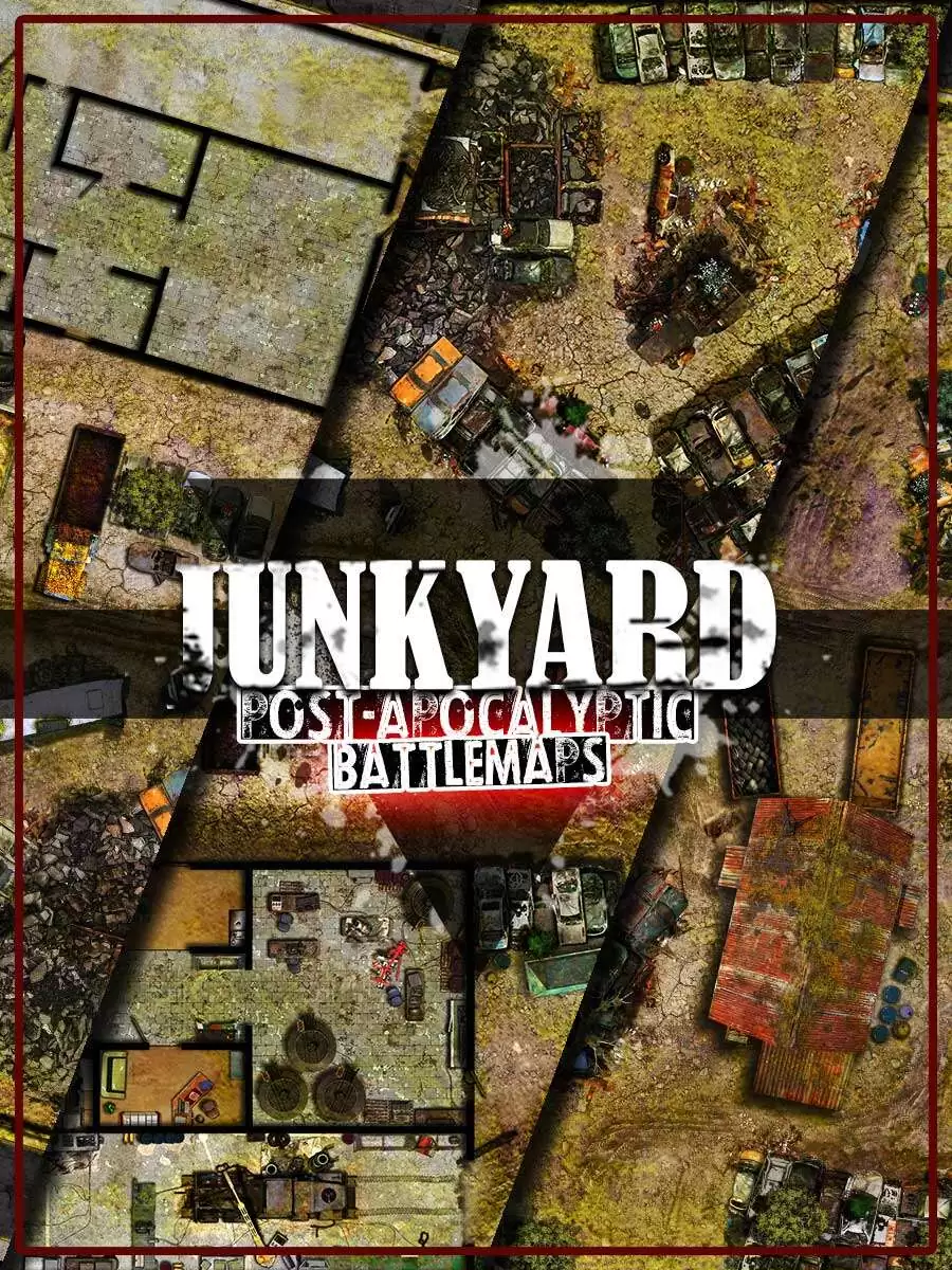 Post-apocalyptic Junkyard Battlemap ☣️ car scrap yard shadowrun battle maps - Amatsu | walking ...