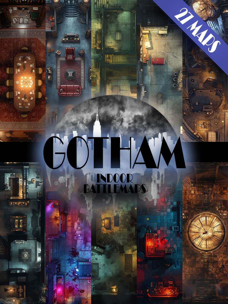 Batman Battle maps ⚫ 27 indoor modern gothic battlemaps by night ...