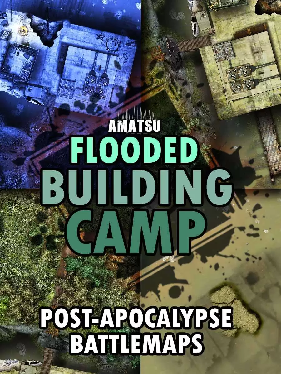 Flooded Building Camp battle map ☣️ Afterglow apocalypse ruins rpg maps ...