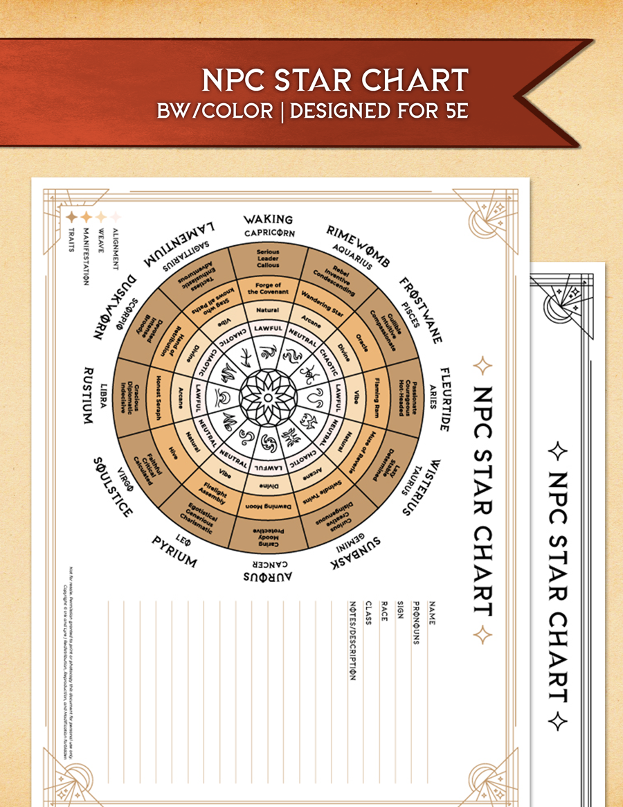 NPC Star Chart - Ink and Lyre | DriveThruRPG