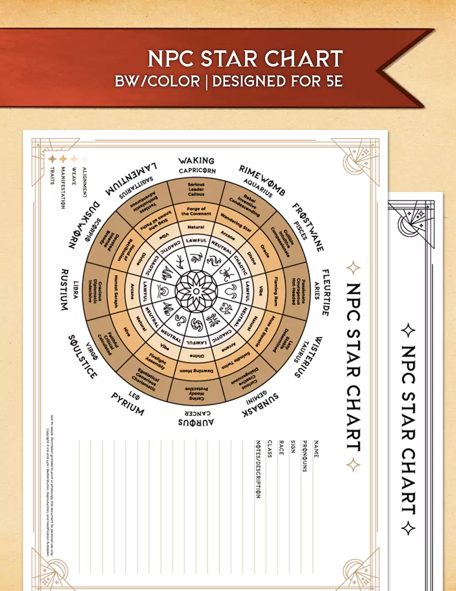 NPC Star Chart - Ink and Lyre | DriveThruRPG