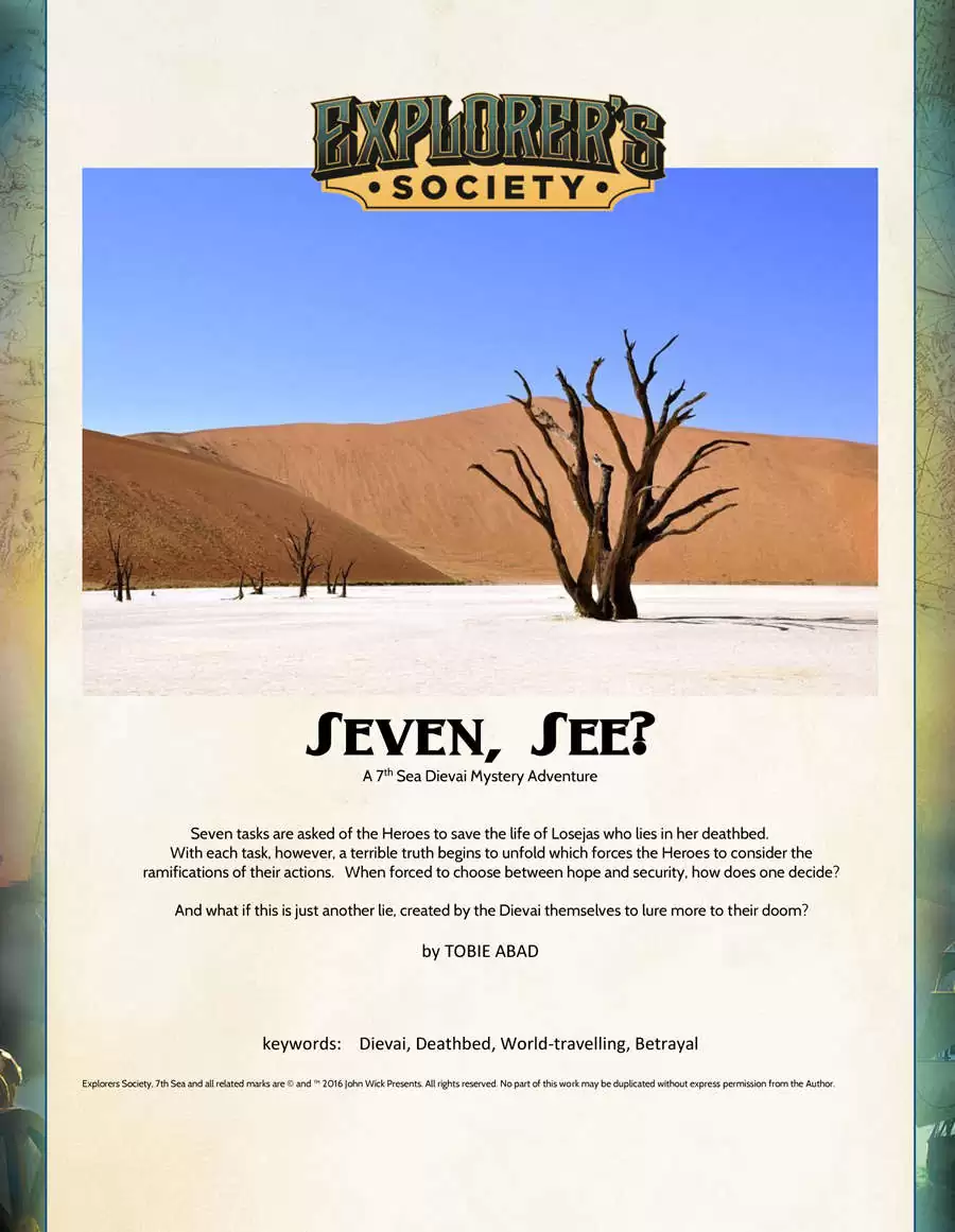 Seven, See - Chaosium | Tobie Abad | Explorer's Society | DriveThruRPG