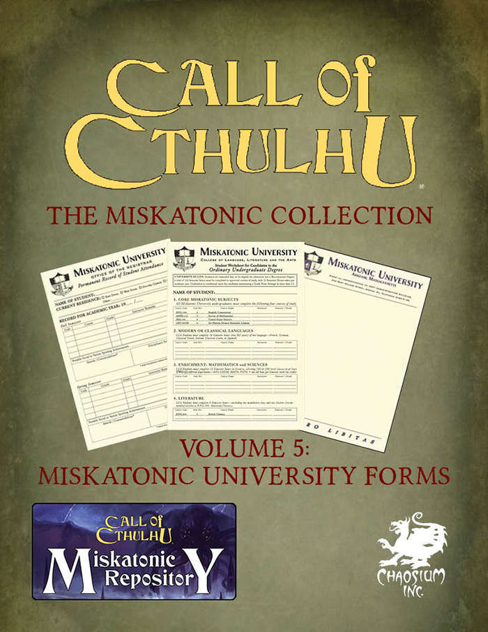 The Miskatonic Collection – Volume 5 – Miskatonic University - Chaosium ...