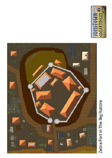 Map of Zebra Fort in the Big Rubble - Chaosium | Rivendell Maps | Jonstown Compendium | DriveThruRPG