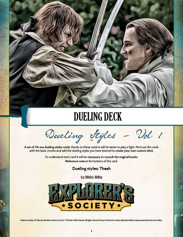 Dueling Deck - Dueling Style - Vol 1 - Chaosium | Explorer's Society ...