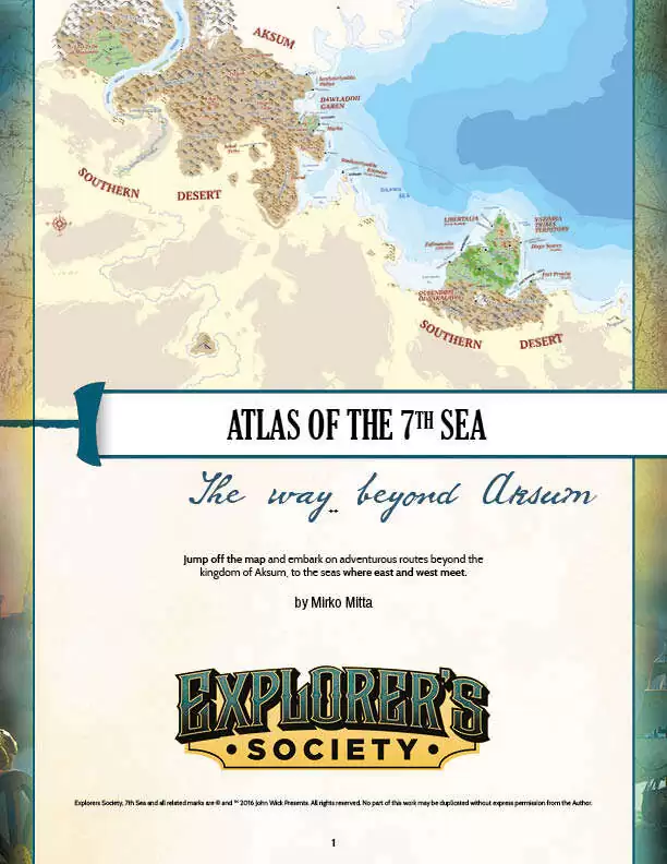 ATLAS OF THE 7TH SEA - The way beyond Aksum - Chaosium | Explorer's ...