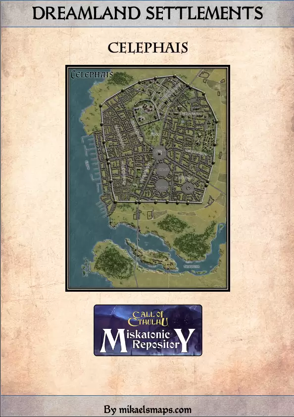 Celephais - Dreamlands Settlement - Chaosium | Miskatonic Repository | mikaemansen | DriveThruRPG