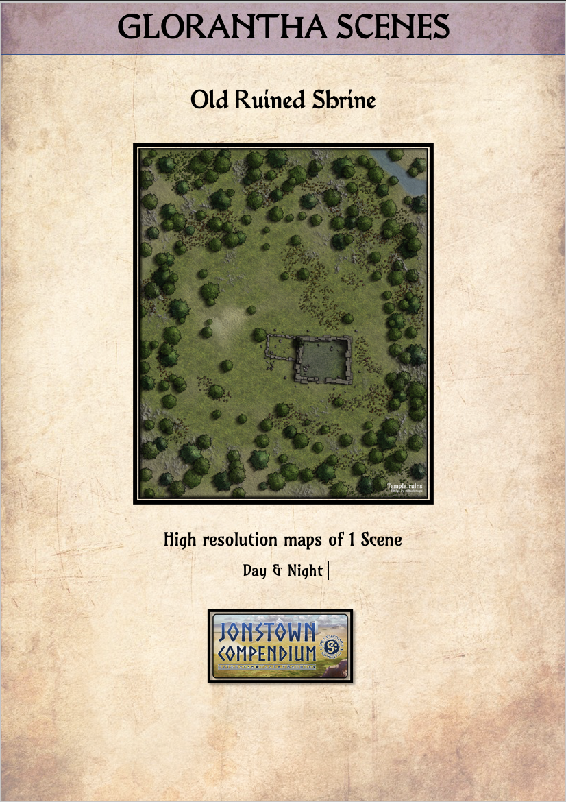 Glorantha Scene - Old Ruined Shrine - Chaosium | Jonstown Compendium | mikaemansen | DriveThruRPG