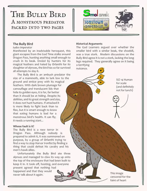 The Bully Bird - Chaosium | Jonstown Compendium | DriveThruRPG