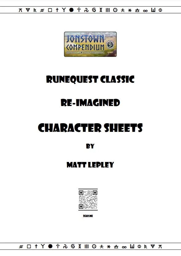 RuneQuest Classic - Re-imagined Character Sheets - Chaosium | Jonstown Compendium | Matt Lepley ...