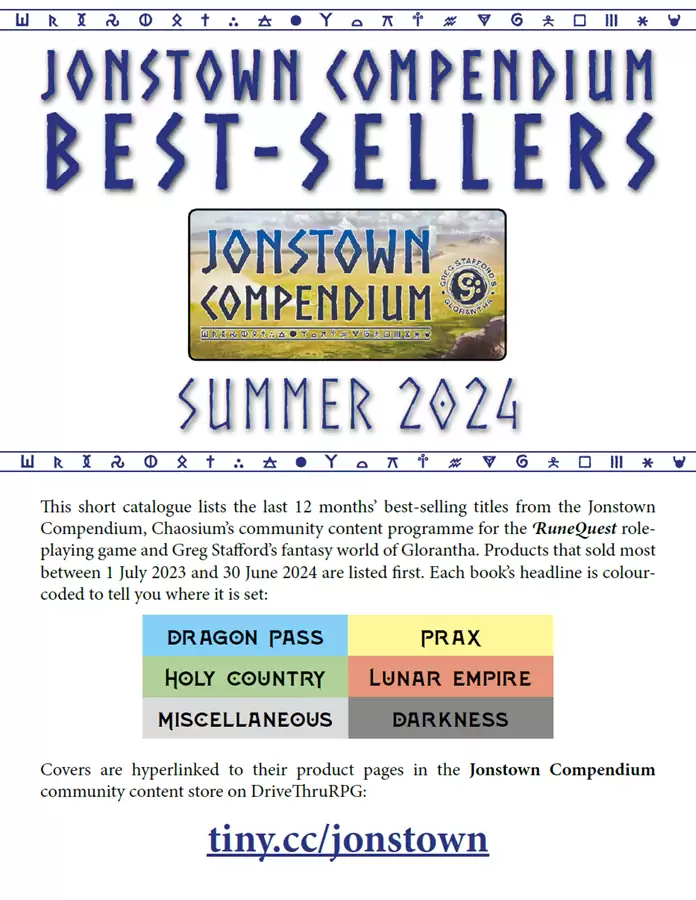 Jonstown Compendium Best-Sellers - Summer 2024 - Chaosium | Jonstown Compendium | DriveThruRPG