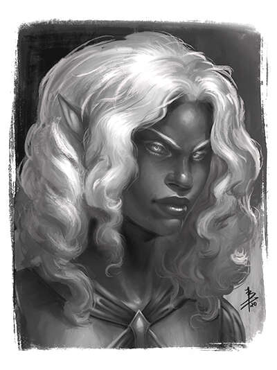 Character Portrait - Dark Elf - RPG Stock Art - Beto Lima | DriveThruRPG