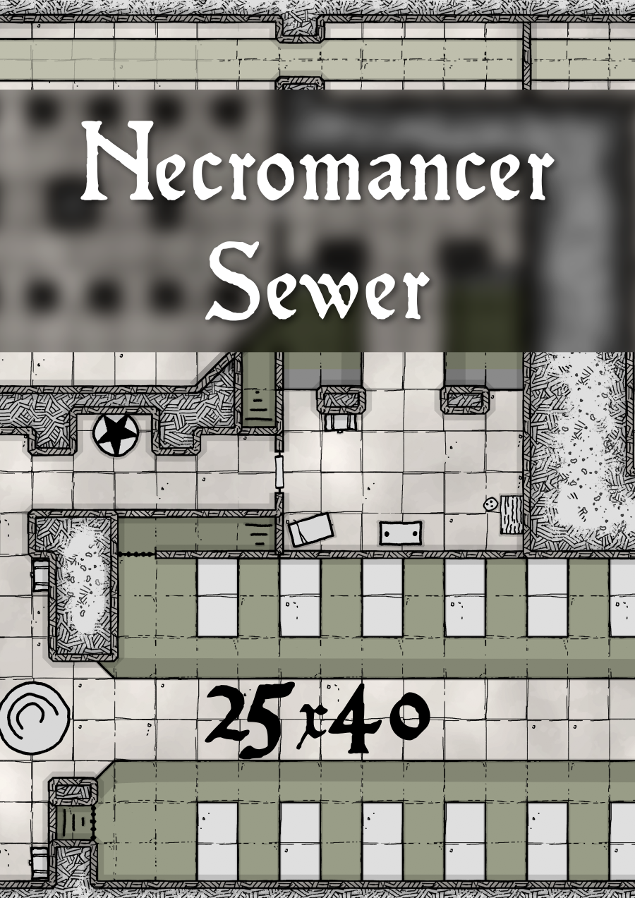 40x25 Battlemap - Necromancer's Sewer Lair - HisCursedness | Maps ...